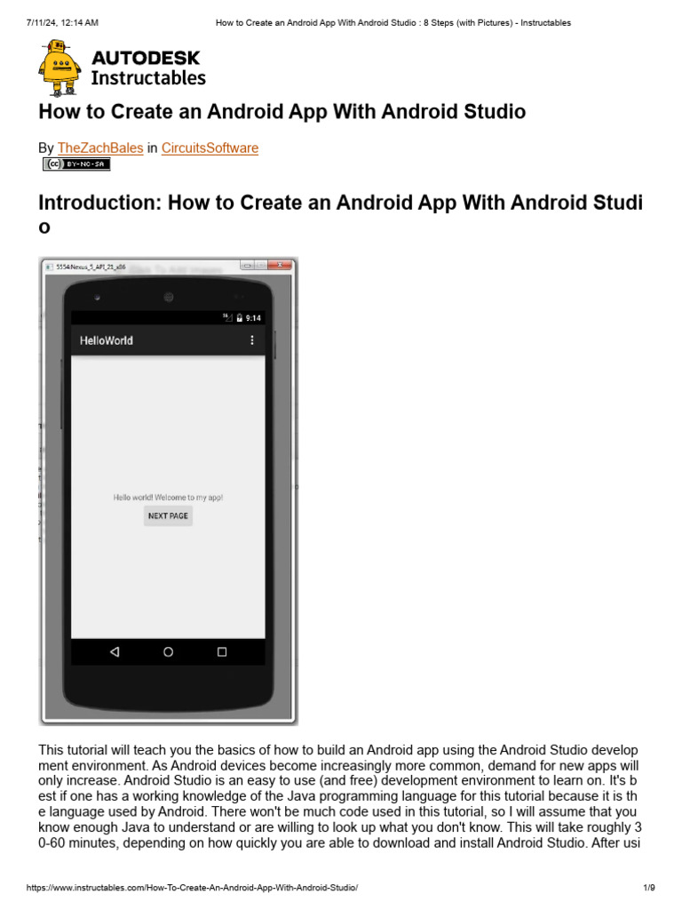 How To Create An Android App With Android Studio - 8 Steps (With Pictures) - Instructables | PDF