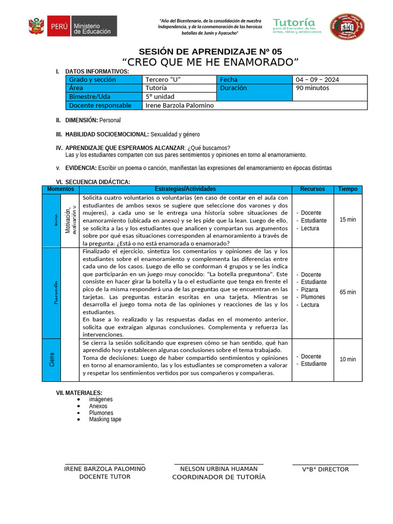 Sesión de Aprendizaje #05 | PDF