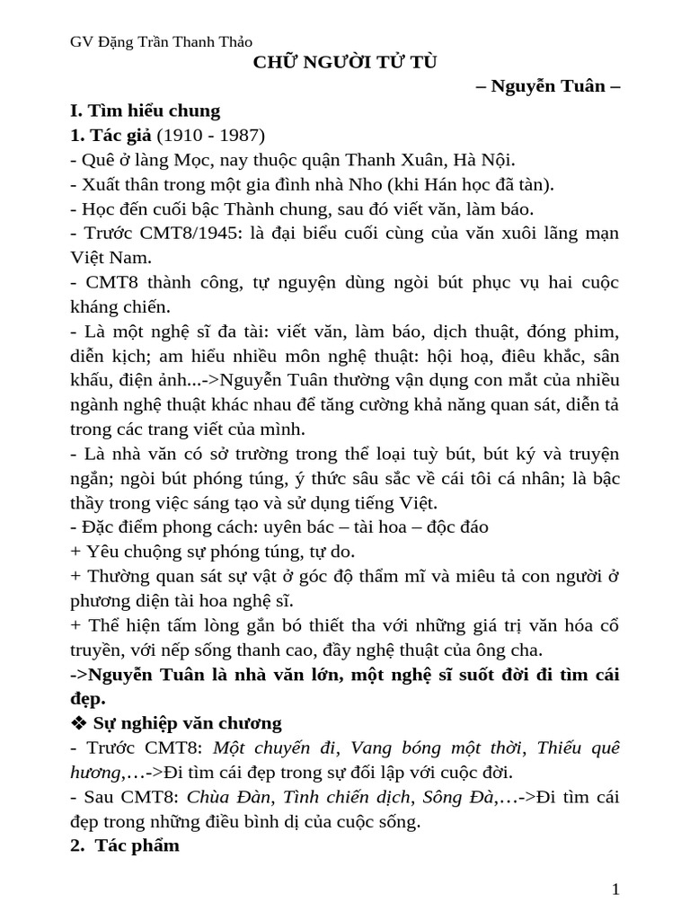 Chu Nguoi Tu Tu | PDF