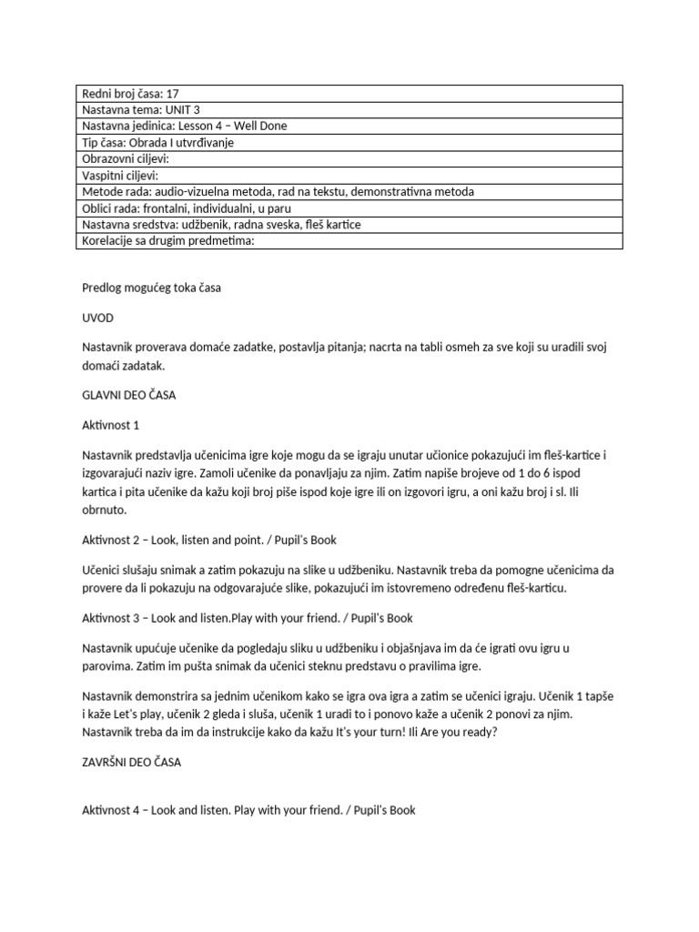 Unit 3 Lesson 4 - Well Done | PDF
