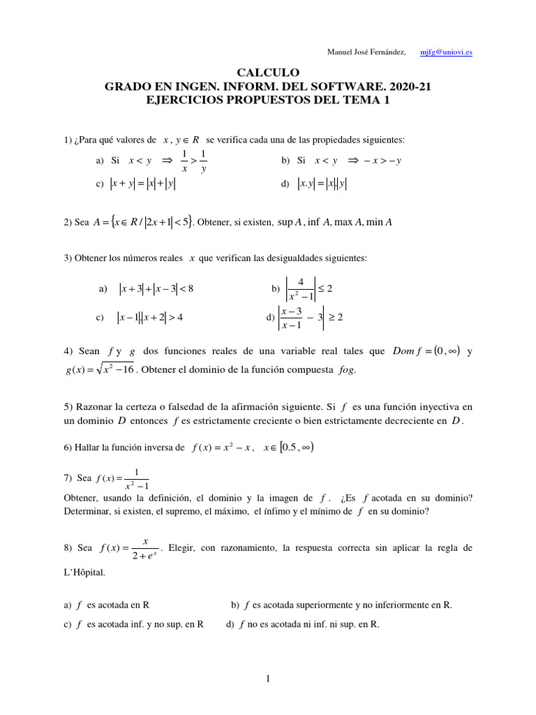 Tema 1. Ejercicios Propuestos | PDF
