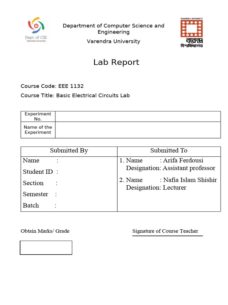 EEE (1132) Cover Page Lab | PDF