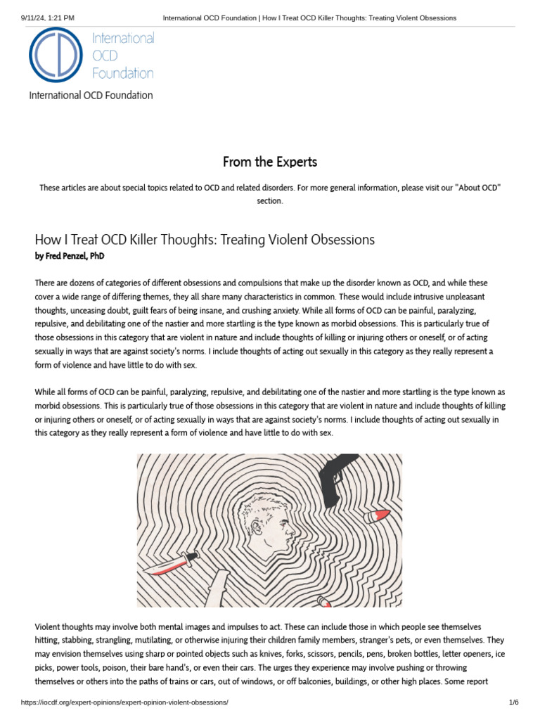 International OCD Foundation - How I Treat OCD Killer Thoughts ...