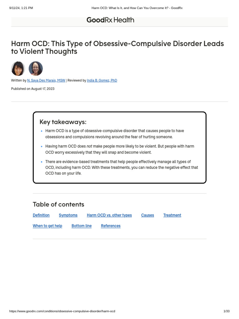 Harm OCD - What Is It, and How Can You Overcome It - GoodRx | PDF