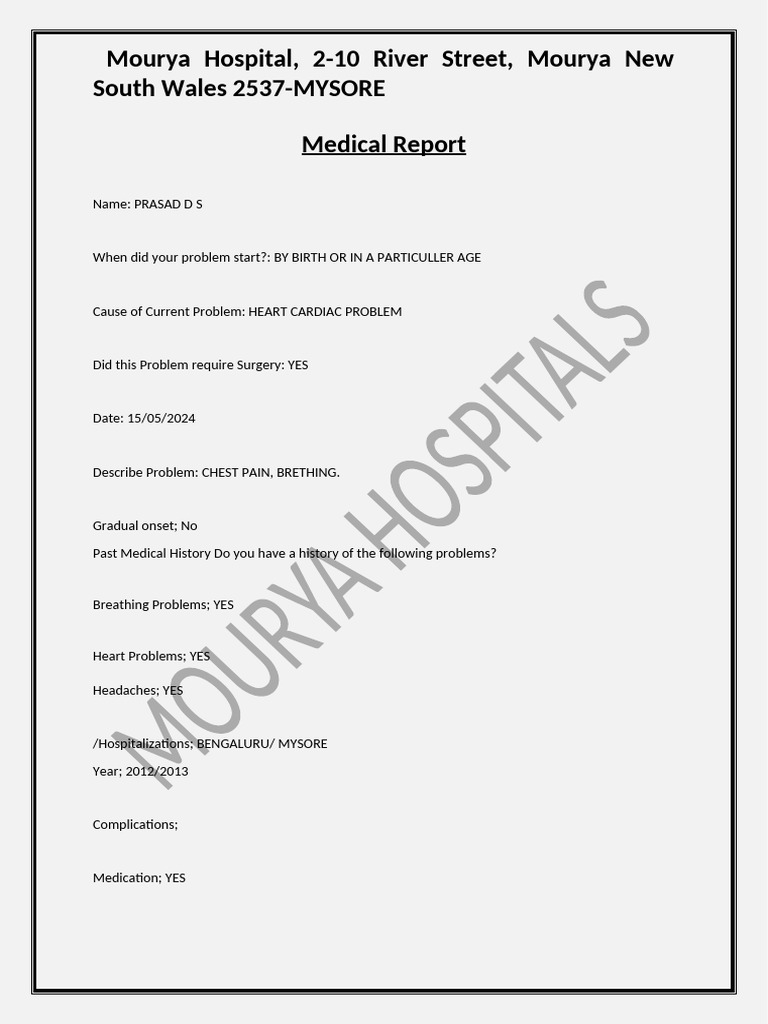 Medical Report | PDF