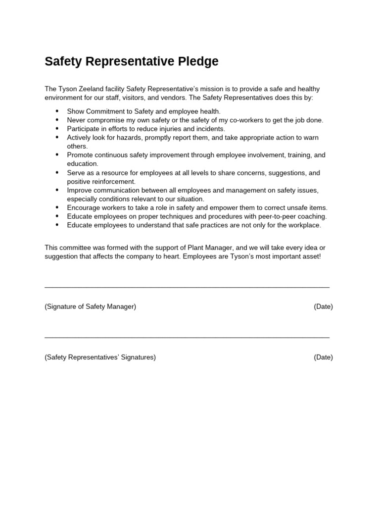 Safety Representative Pledge | PDF