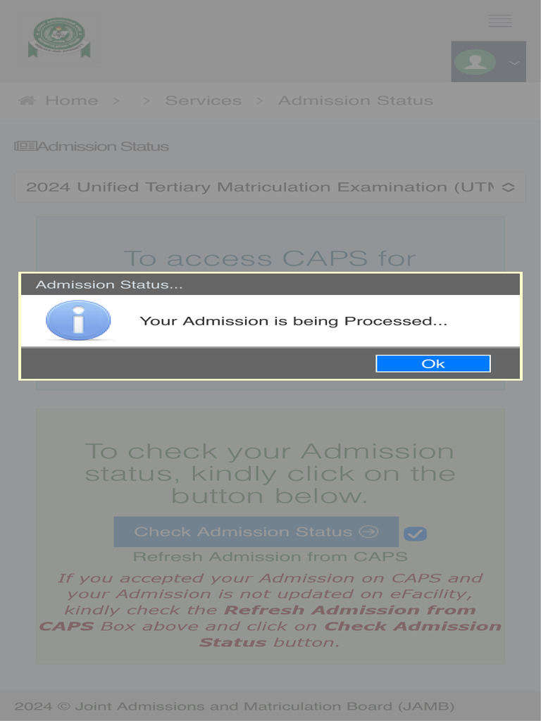 Check Admission Status | PDF