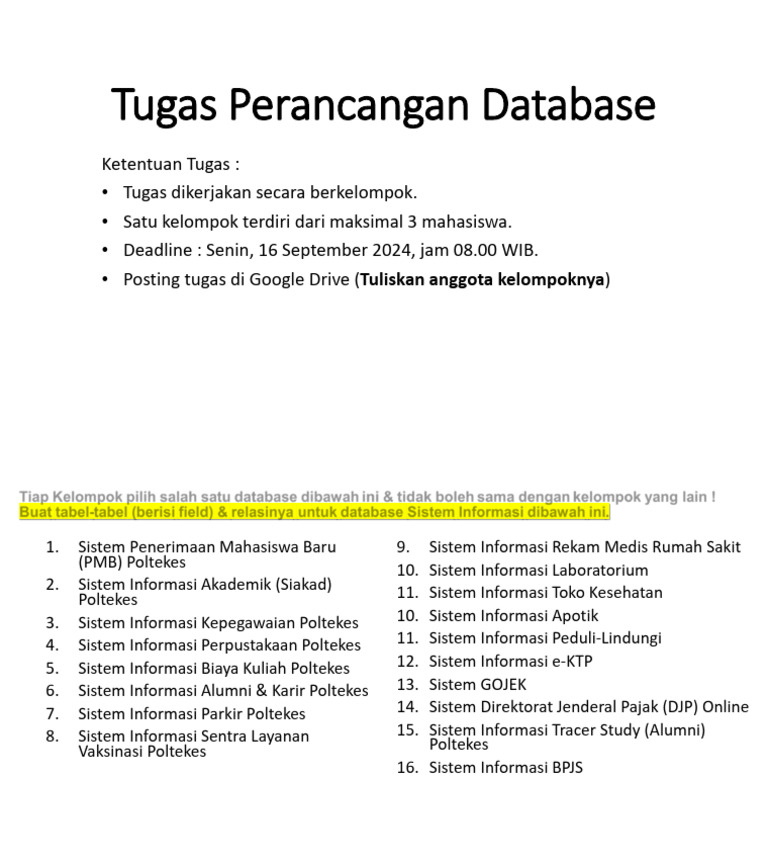 Tugas Perancangan Database-SIL-TLM-2024 | PDF