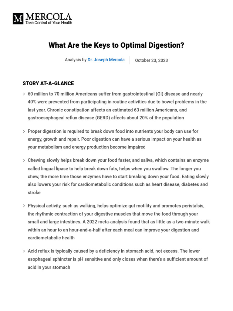 Optimal Digestion PDF | PDF