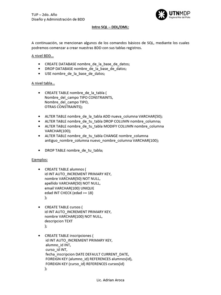 Sentencias Basicas SQL (Desde 0) | PDF