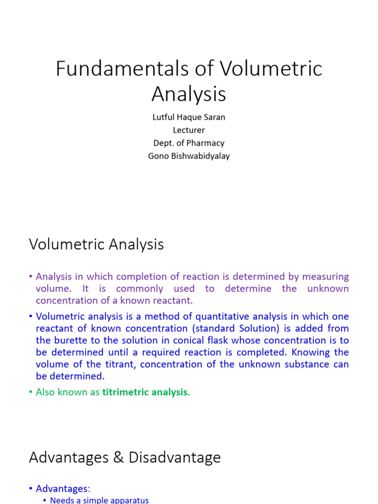 Volumetric Analysis | PDF