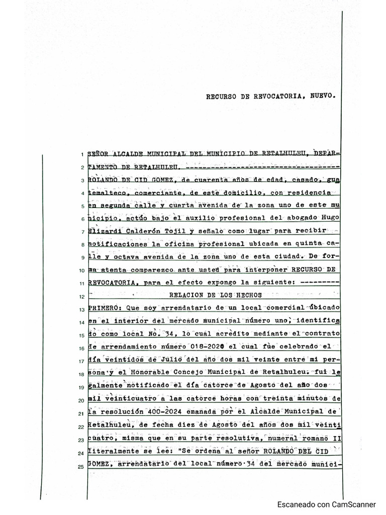 Recurso de Revocatoria, Hugo Calderón | PDF