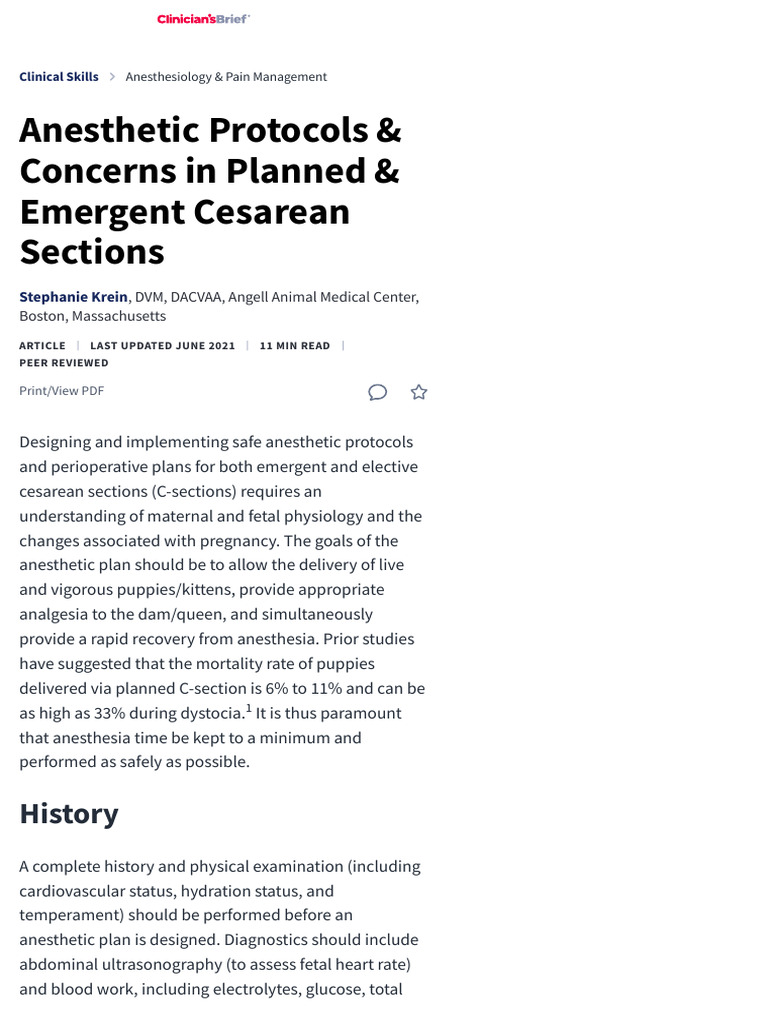 Anesthesia in Emergency C-Sections - Clinician's Brief | PDF
