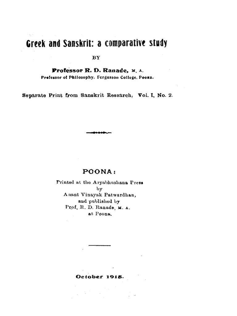 Ranade Greeksanskrit | PDF