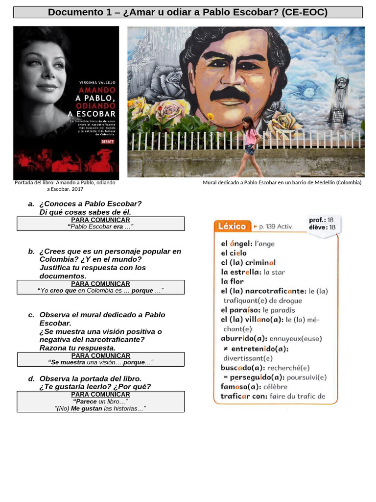 1rè - SECUENCIA 3 - Amar u odiar a Pablo Escobar - Documento 1 | PDF