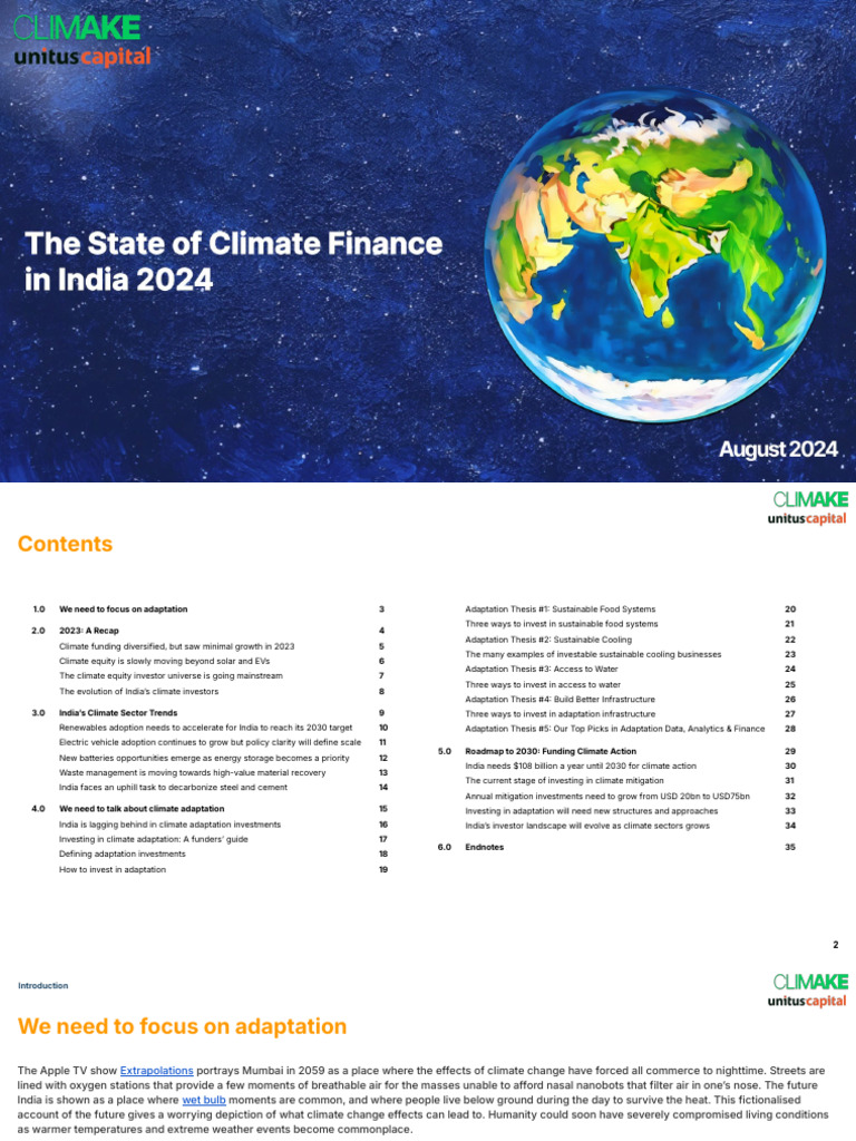Climate Adaptation Investment Trends 2023 | PDF | Climate Change ...