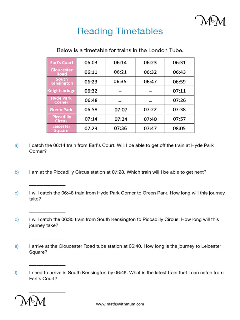 Reading-Timetables Worksheet | PDF