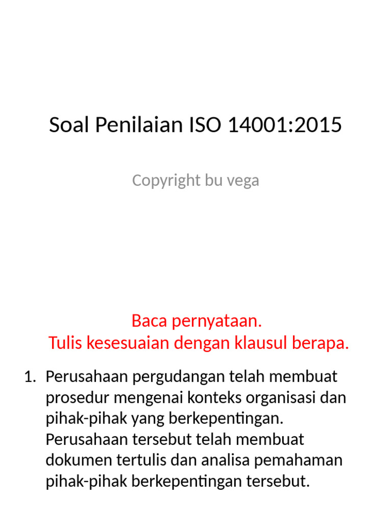 TM P5. Case Pemahaman Penilaian ISO 14001 Berdasar Klausul | PDF