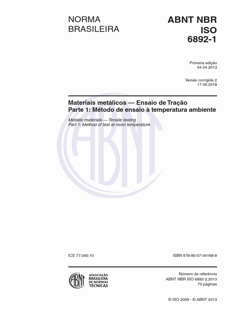 ABNT NBR ISO 6892-1 - 17set2018 | PDF