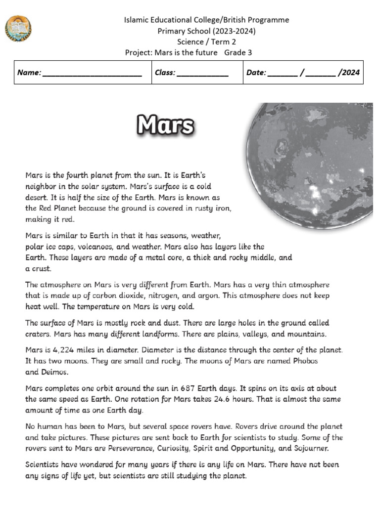 H.W. mars - Comprehension Mars | PDF