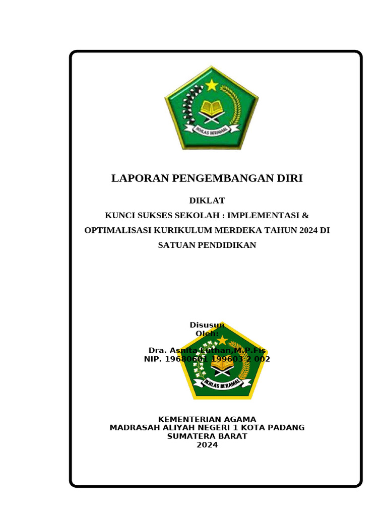 Laporan PD Diklat Nasional 40JP - Implementasi & Optimalisasi Kurikulum Merdeka Tahun 2024 Di ...