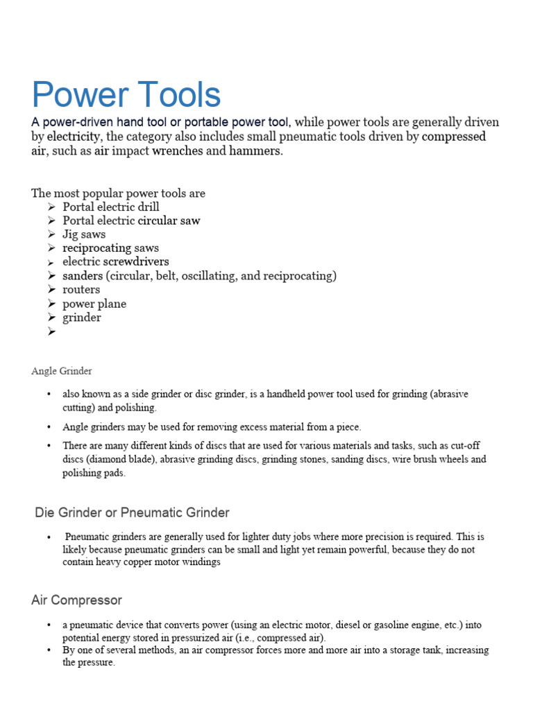 Power Tools | PDF | Drill | Screw