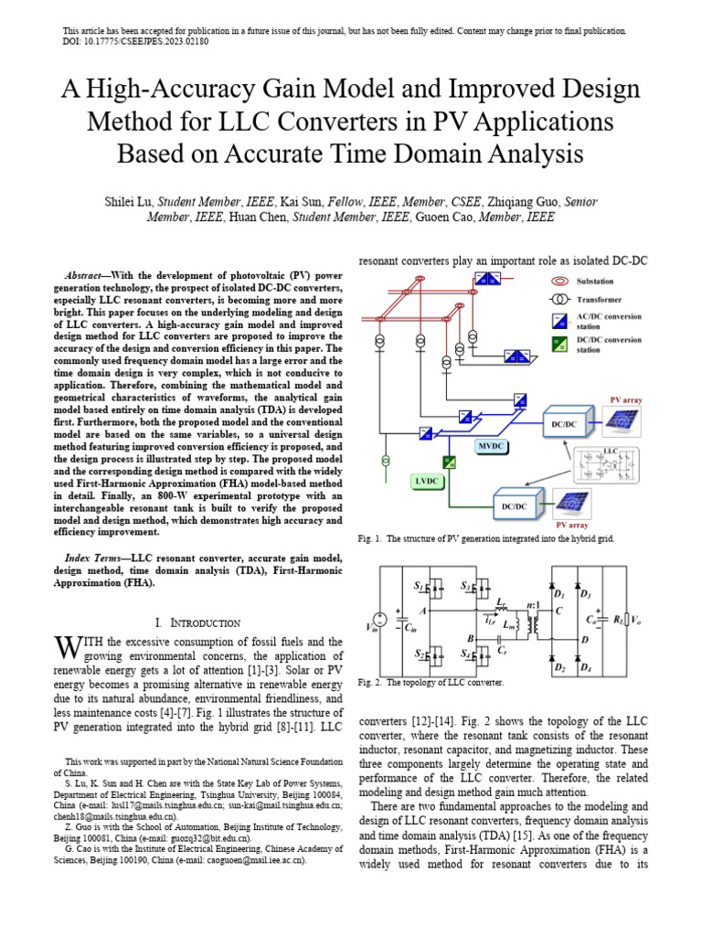 A high-accuracy gain model and improved design method for LLC converters in PV applications ...