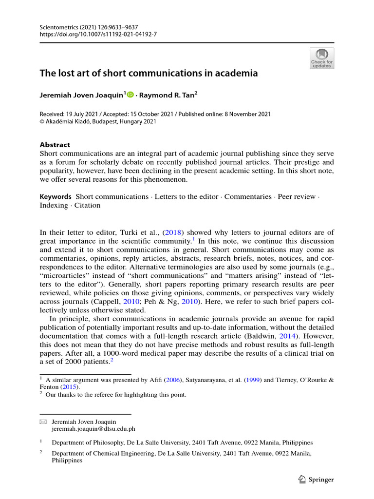 Short Communications | PDF
