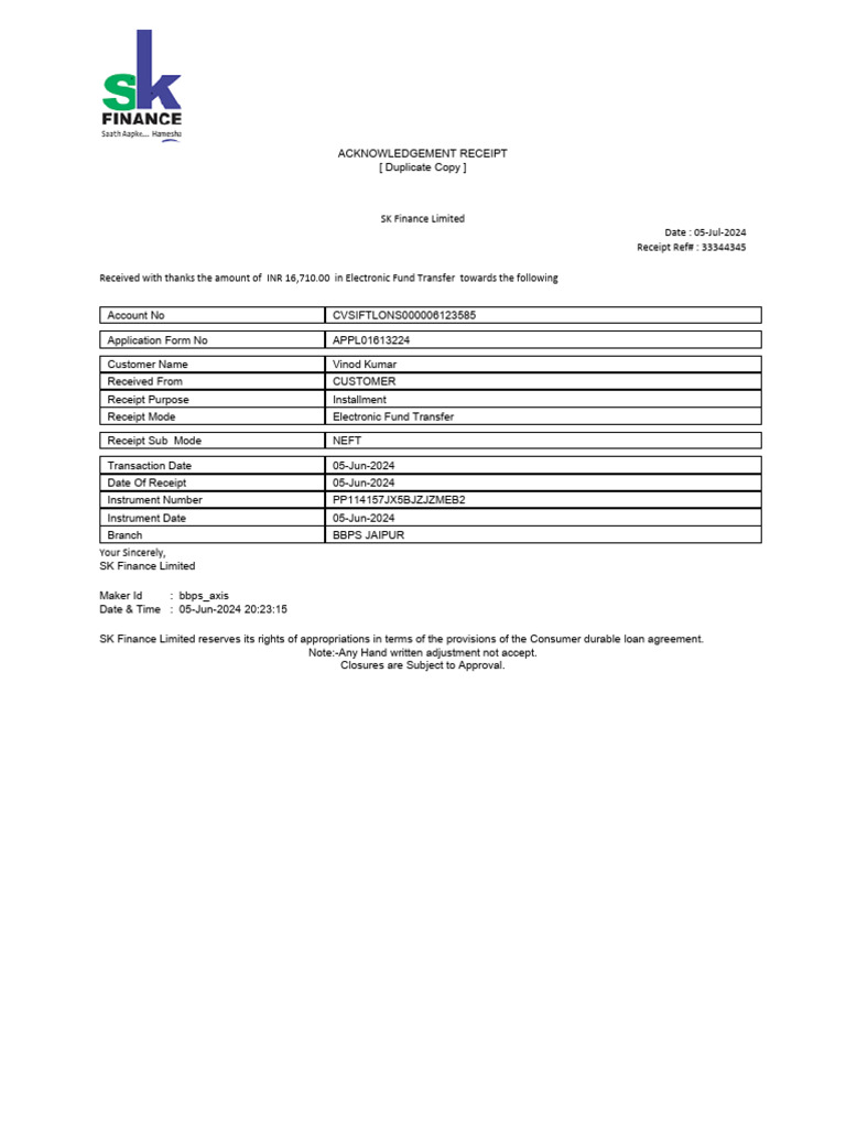 Receipt Ack Cvsiftlons000006123585 05072024 1720190905441 | PDF