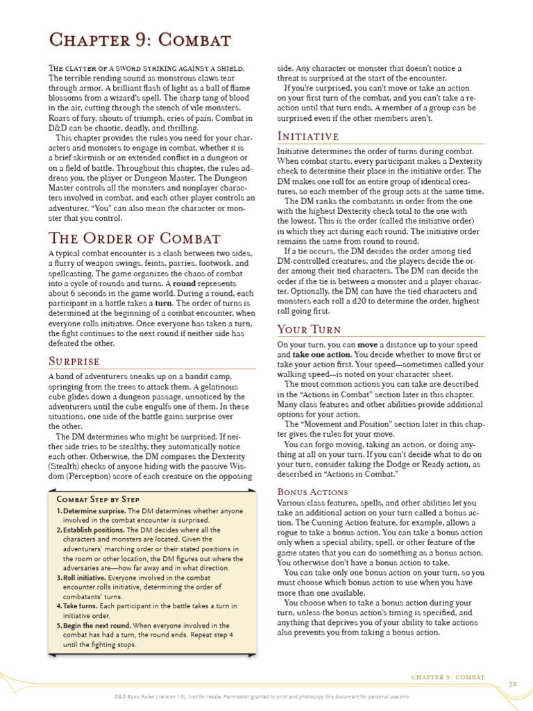 9 Chapter 9 Combat (Basic Rules) | PDF