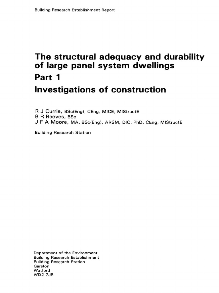BR107 Part 1 The Structural Adequacy and Durability of Large Panel ...