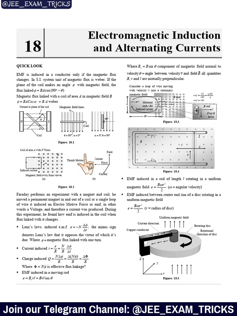 Electromagnetic Induction & Alternating Currents PDF Short Notes | PDF