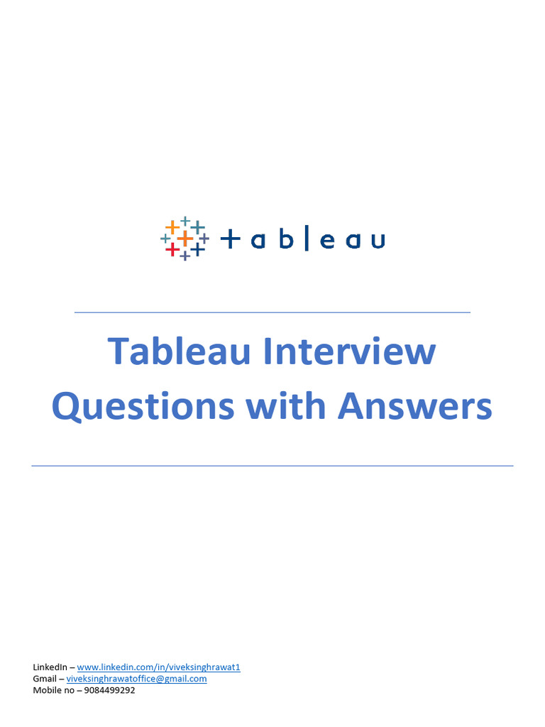 Tableau Interview Questions With Answers | PDF