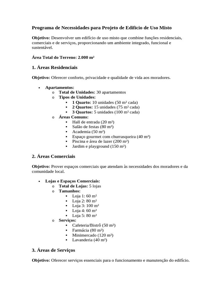 Programa de Necessidades 4 | PDF