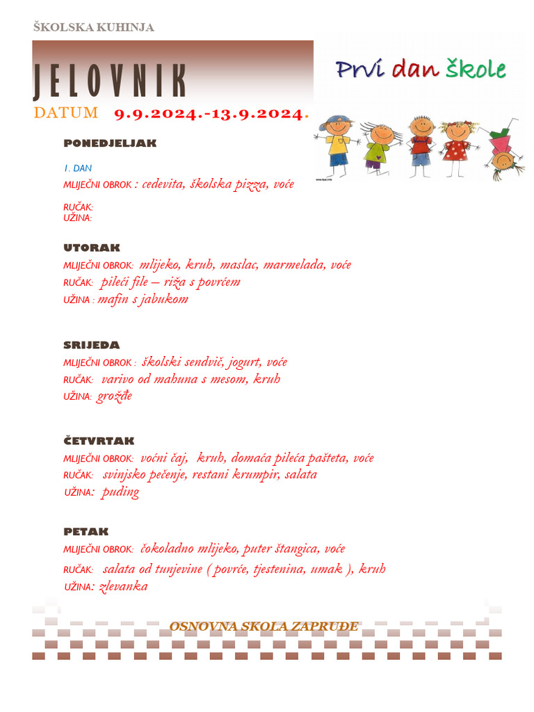 Jelovnik: Datum | PDF