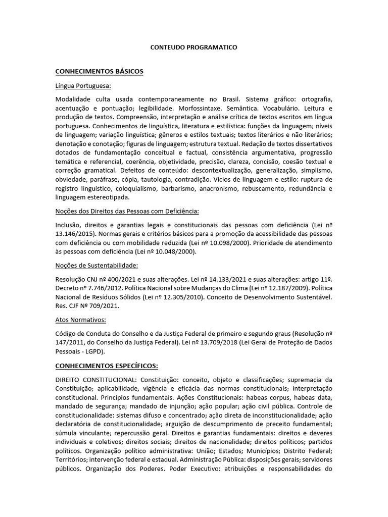 Conteudo Programatico | PDF