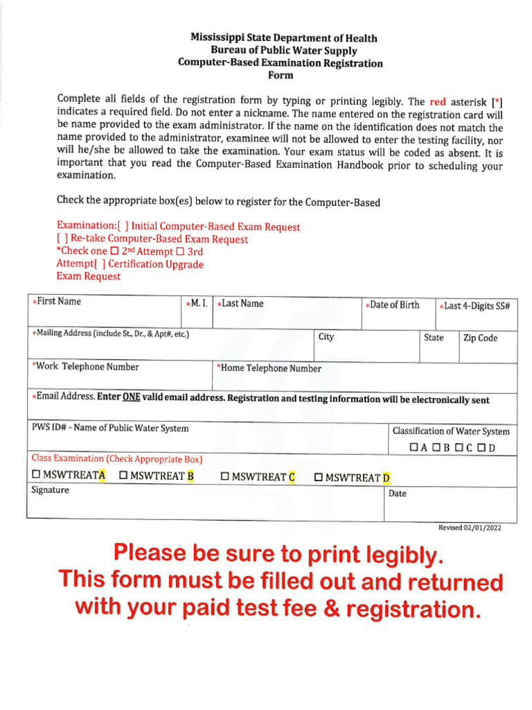 Water Test Form | PDF