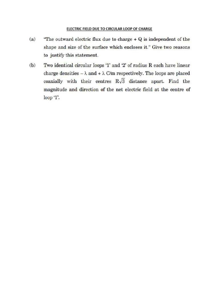 Electric Field Due To Circular Loop of Charge | PDF