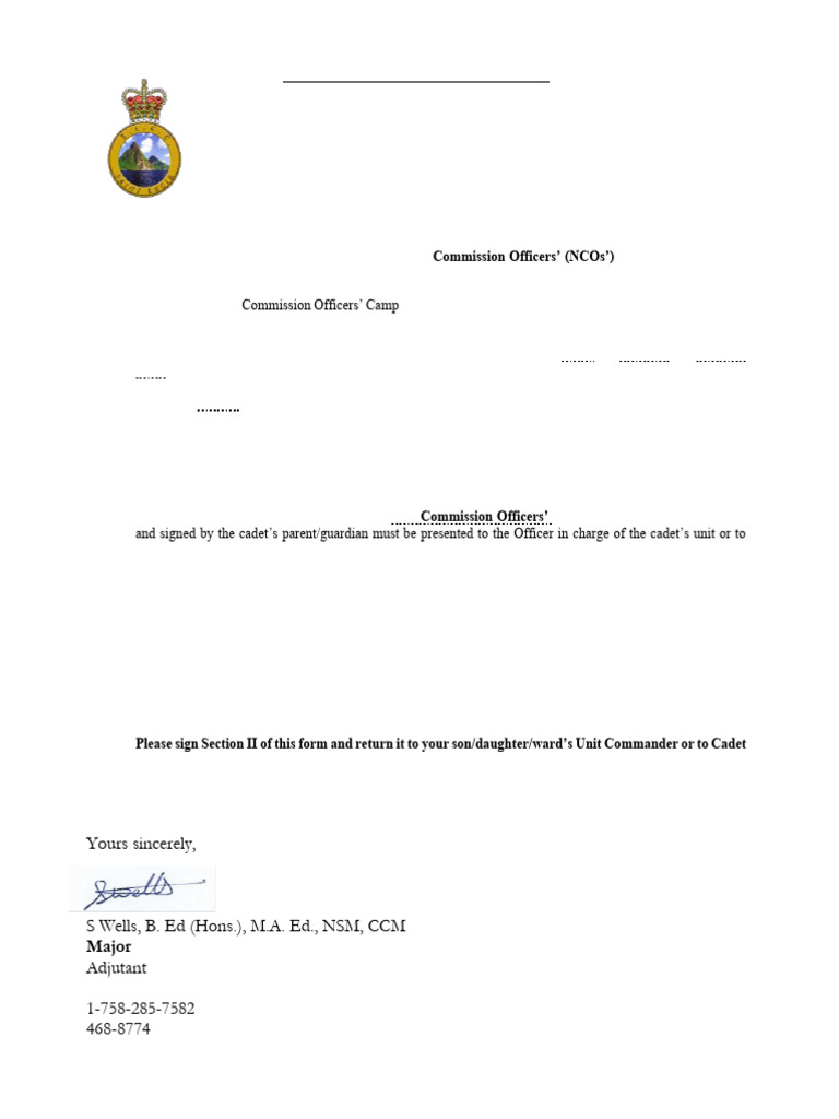 NCO Camp 2023 Consent Form - TRW205 | PDF