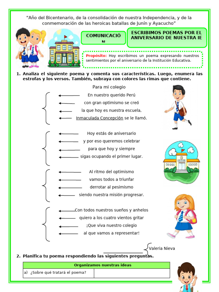Ficha-Aniversario-escribimos Poemas Por El Aniversario de Nuestra Ie | PDF