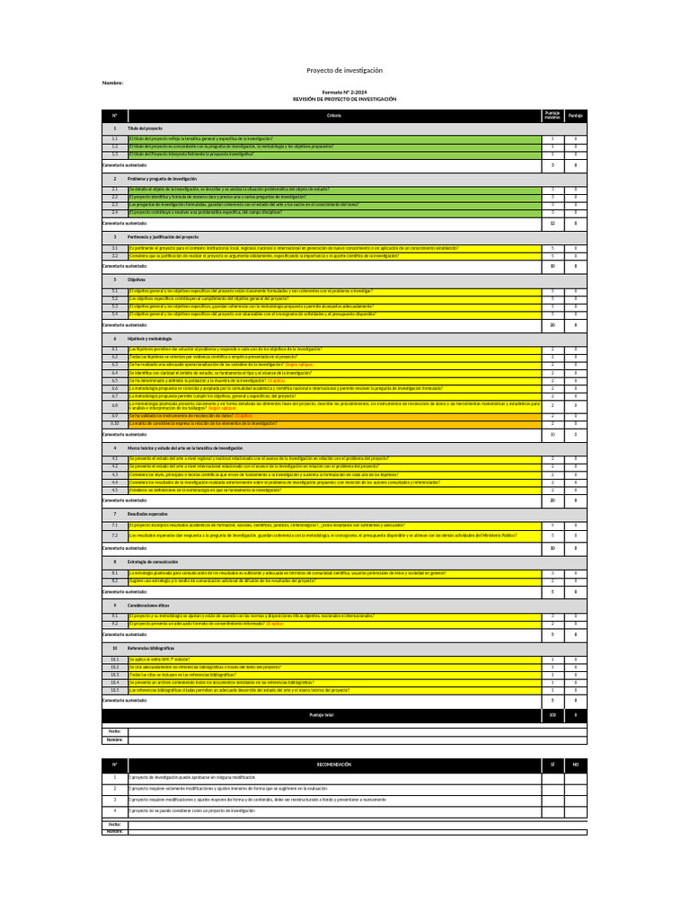 Formato #02 - Formato de Revisión Del Proyecto de Investigación | PDF