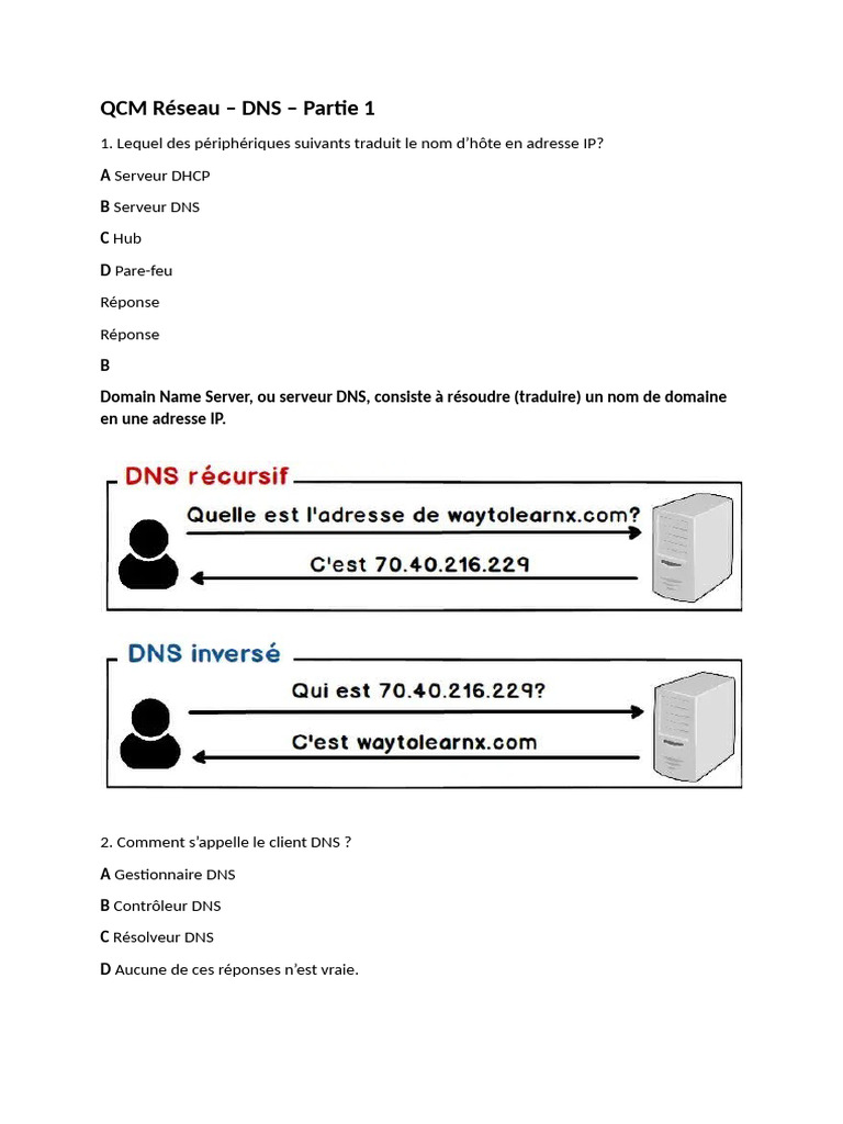QCM Réseau-DNS Partie 1 À 4 | PDF