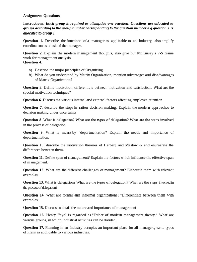 Assigment Questions | PDF