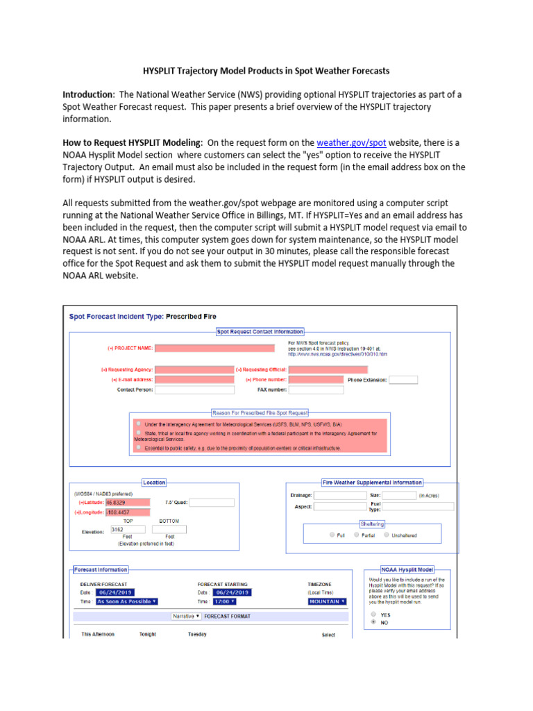 HYSPLIT One Page | PDF
