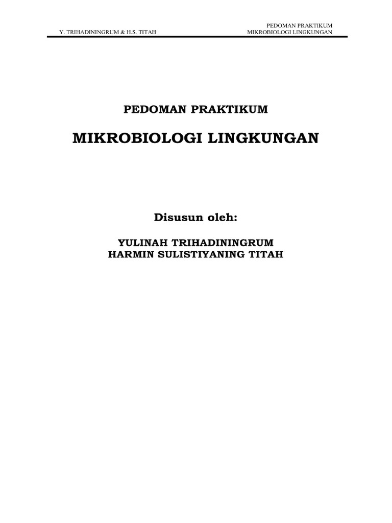 PEDOMAN PRAKTIKUM MK MIKROBIOLOGI LINGKUNGAN - PERCOBAAN 1 - 2021 - Secured | PDF