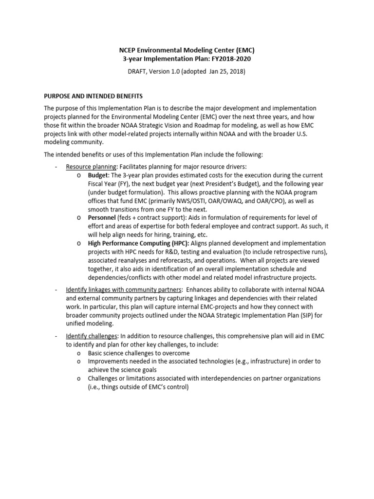 EMC Implementation Plan FY18-20 v1 | PDF