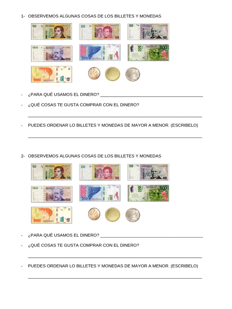 Billetes y Monedas | PDF