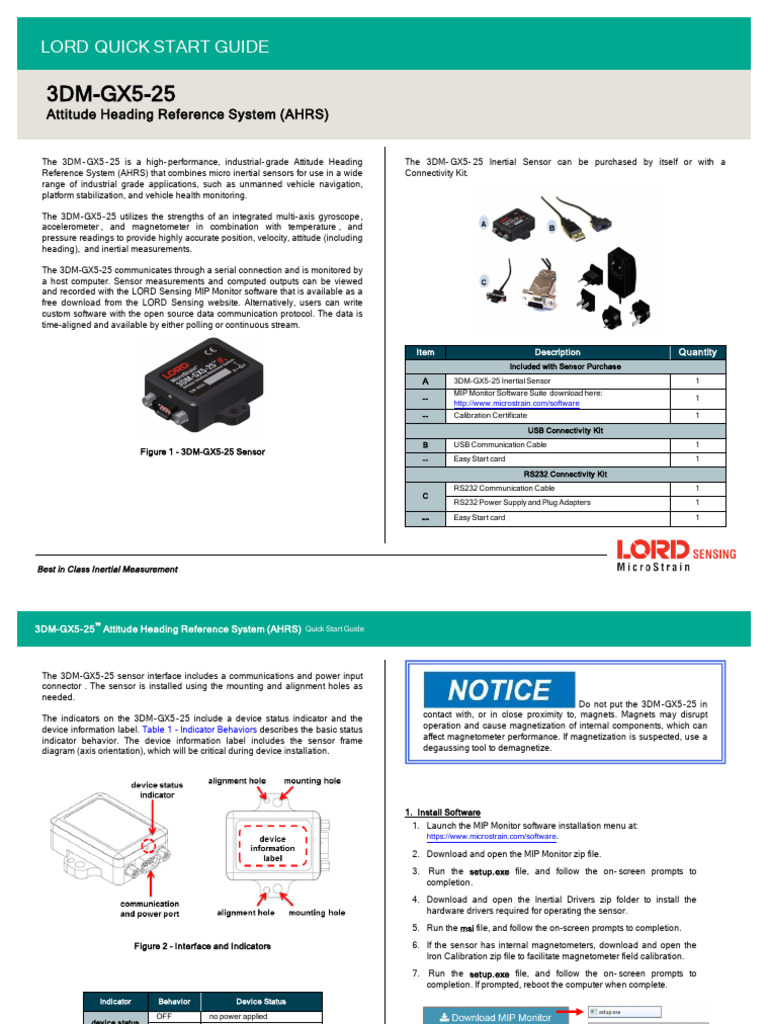3dm-gx5-25 QSG 8501-0069 0 | PDF