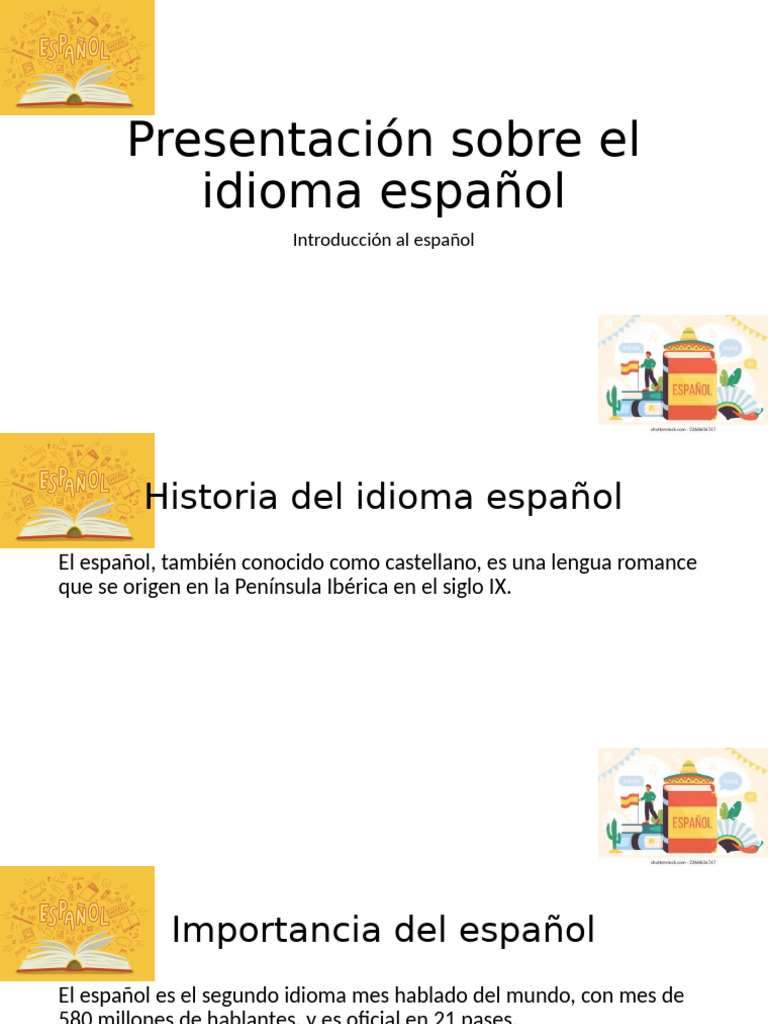 Presentación Sobre El Idioma Español | PDF