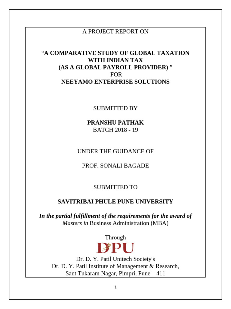 Project Report - Front Page | PDF | Taxes | Career & Growth